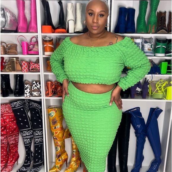 Skirts | Plus Size Vacay Outfits Set Bubble Textured Off Shoulder ...